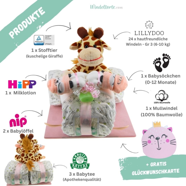 Windelschildkröte Mädchen online kaufen » WINDELTORTE.com