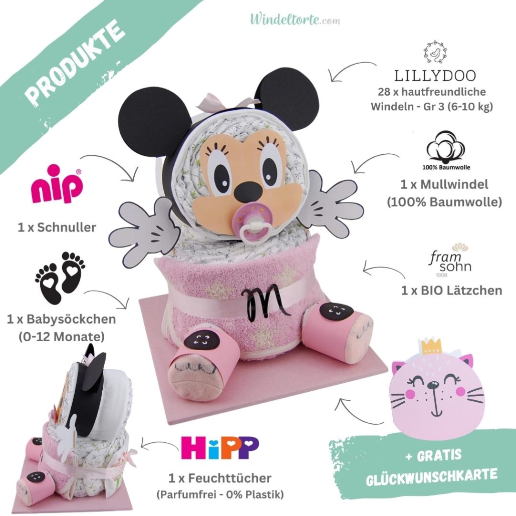 Windeltorte für Mädchen online bestellen | WINDELTORTE.com©