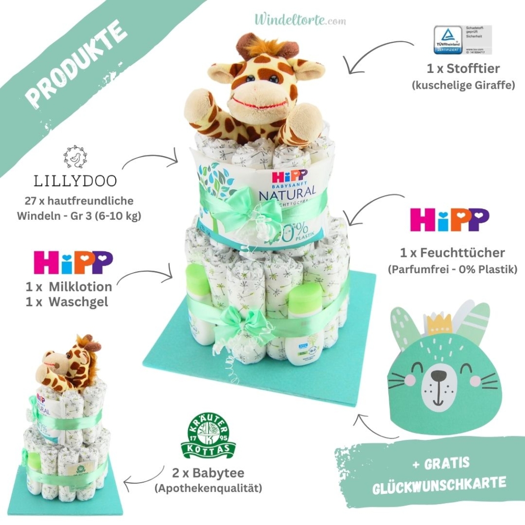Neutrale Windeltorten online bestellen | WINDELTORTE.com