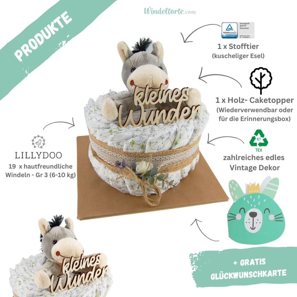 Windeltorte für Mädchen online bestellen | WINDELTORTE.com©