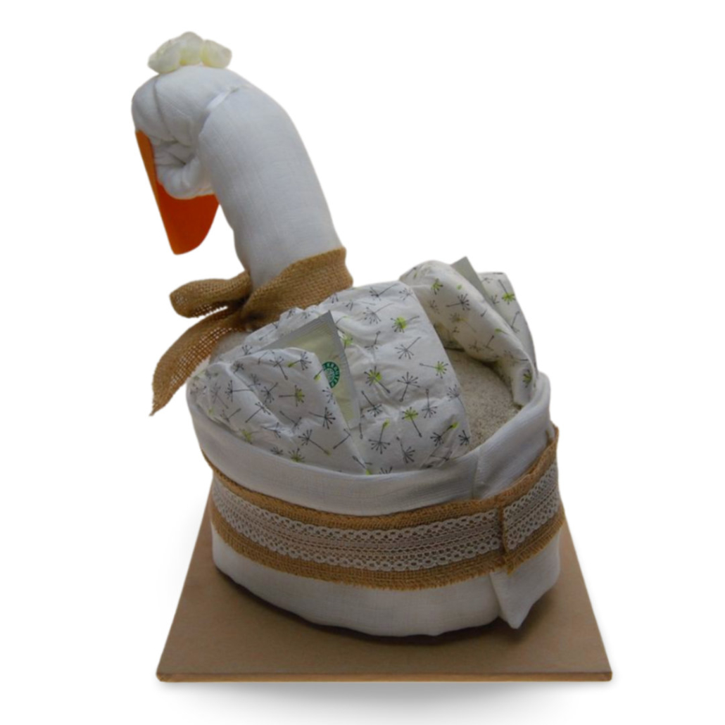 Windeltorte Gans Schwan Vintage Boho Stil online kaufen » WINDELTORTE.com